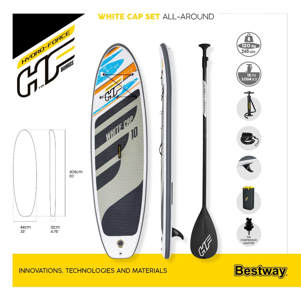 Stand Up Paddle Inflable Cap Set 3.05MX84CmX12Cm Bestway – Bestway
